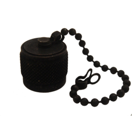N Male Dust Cap, Lusterless Black, 100mm Beaded Chain, 3.6mm Eyelet